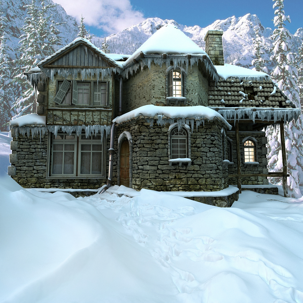 model old house snowy snow