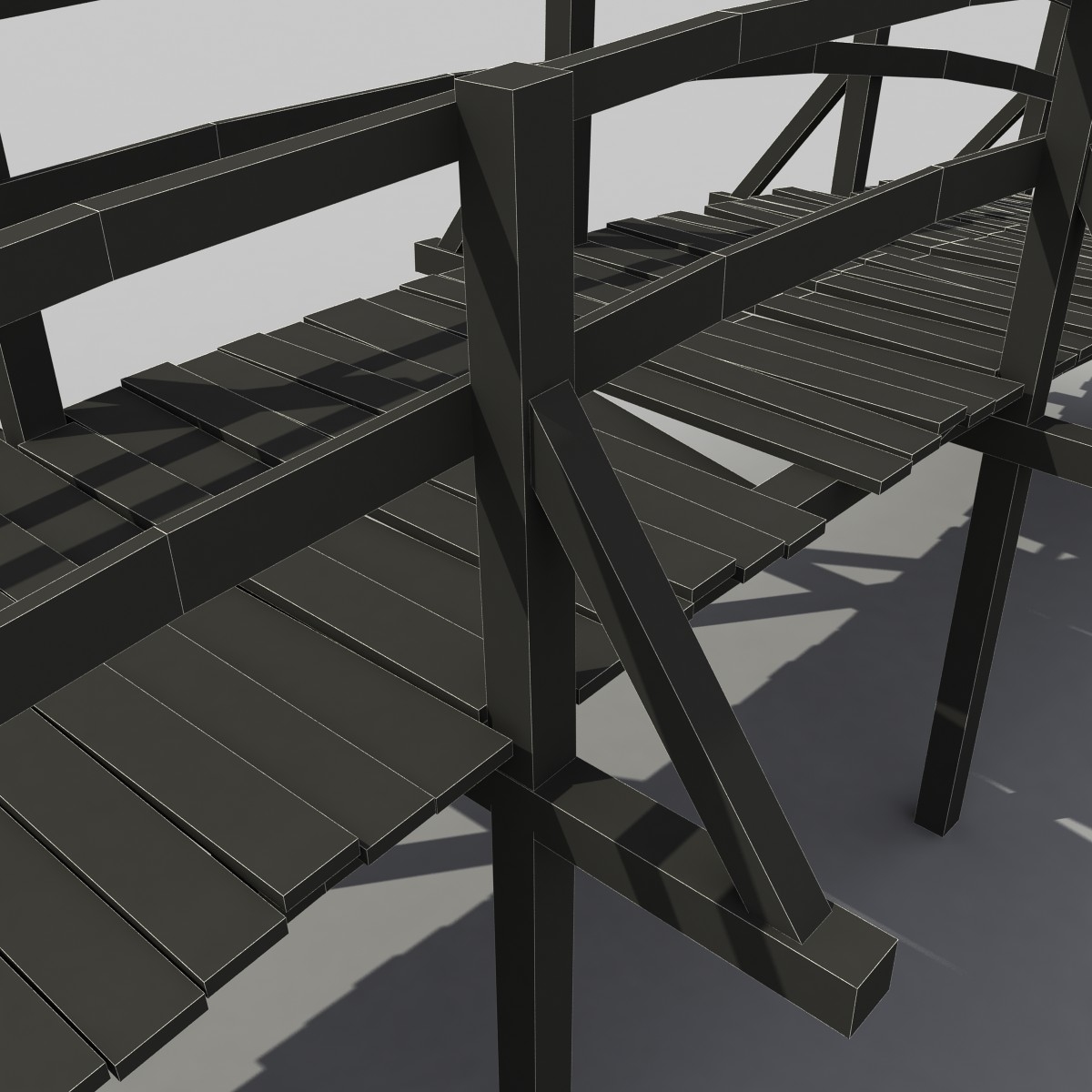 wood wooden bridge 3d model