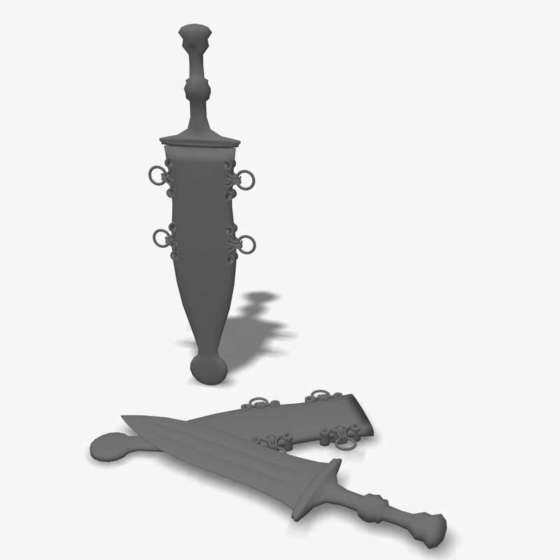 ancient roman dagger pugio 3d model