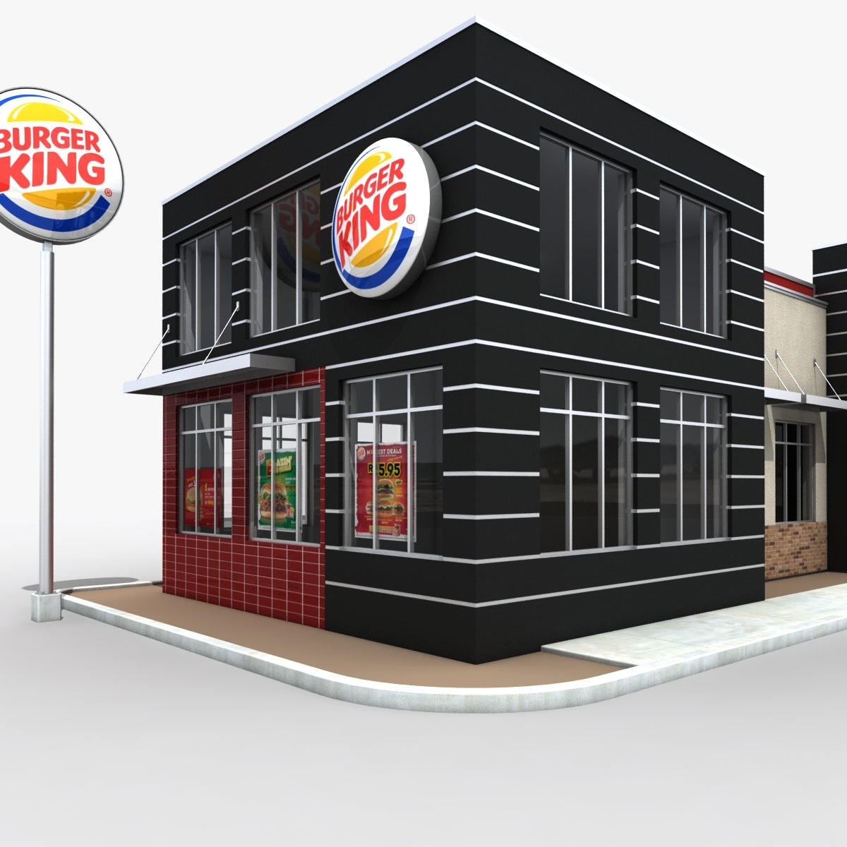 3d burger king restaurant building