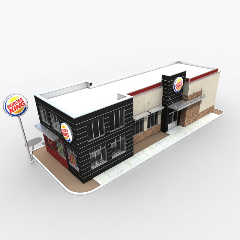 3d burger king restaurant building