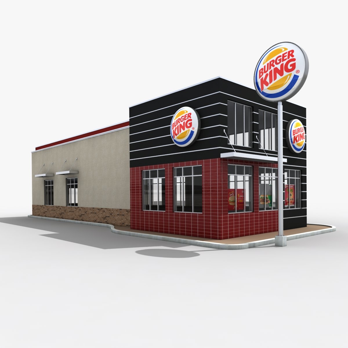 3d burger king restaurant building