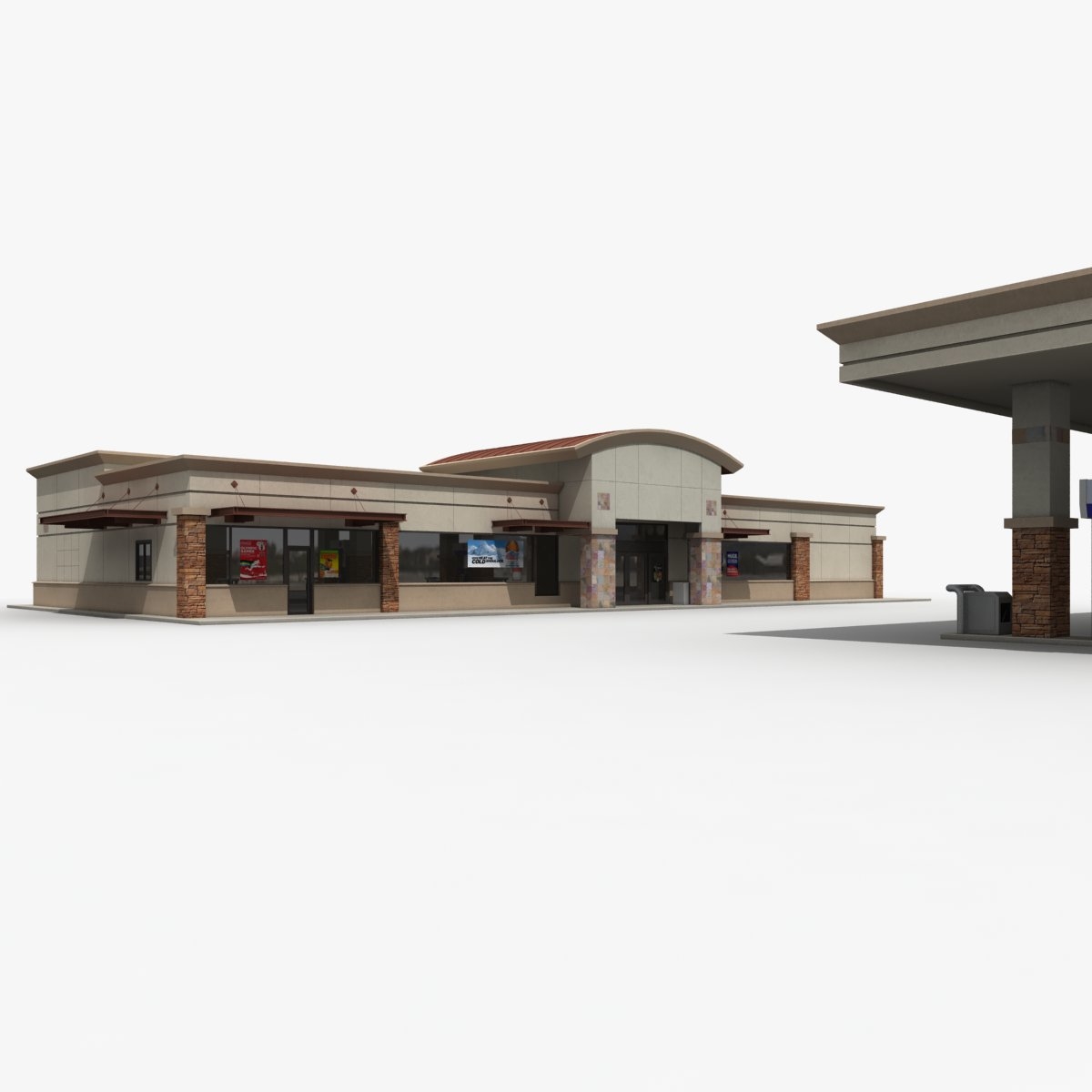 3d model of chevron gas station convenience store