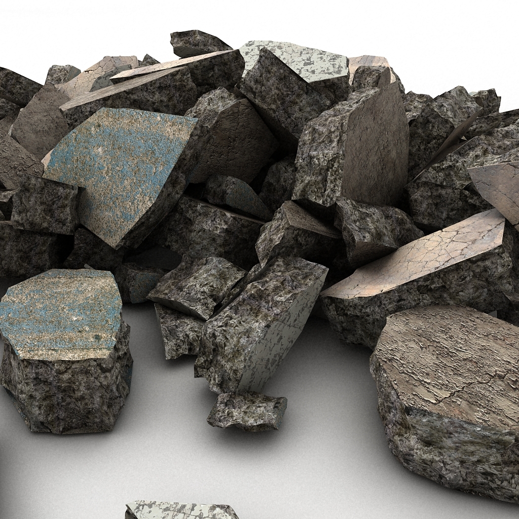 3d debris stone rock