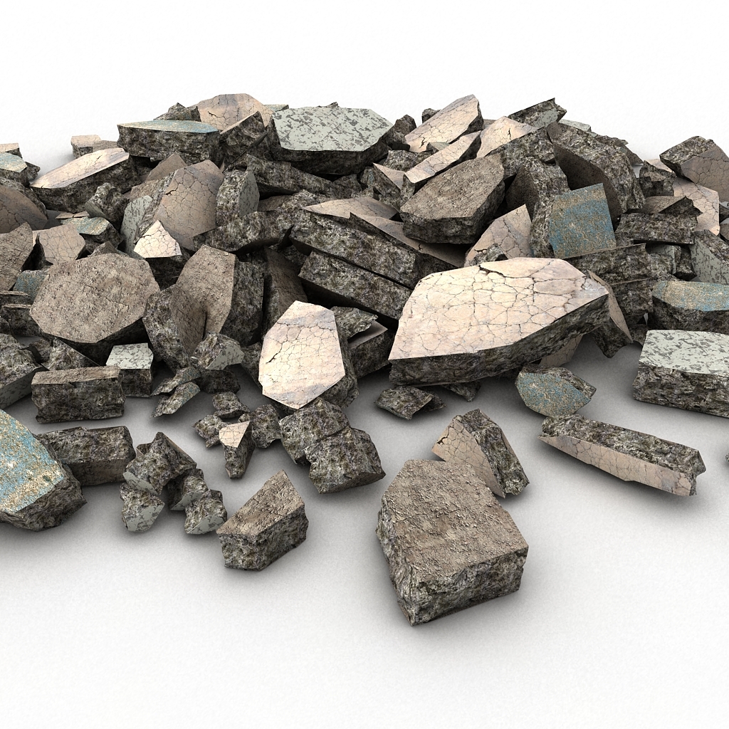 3d debris stone rock