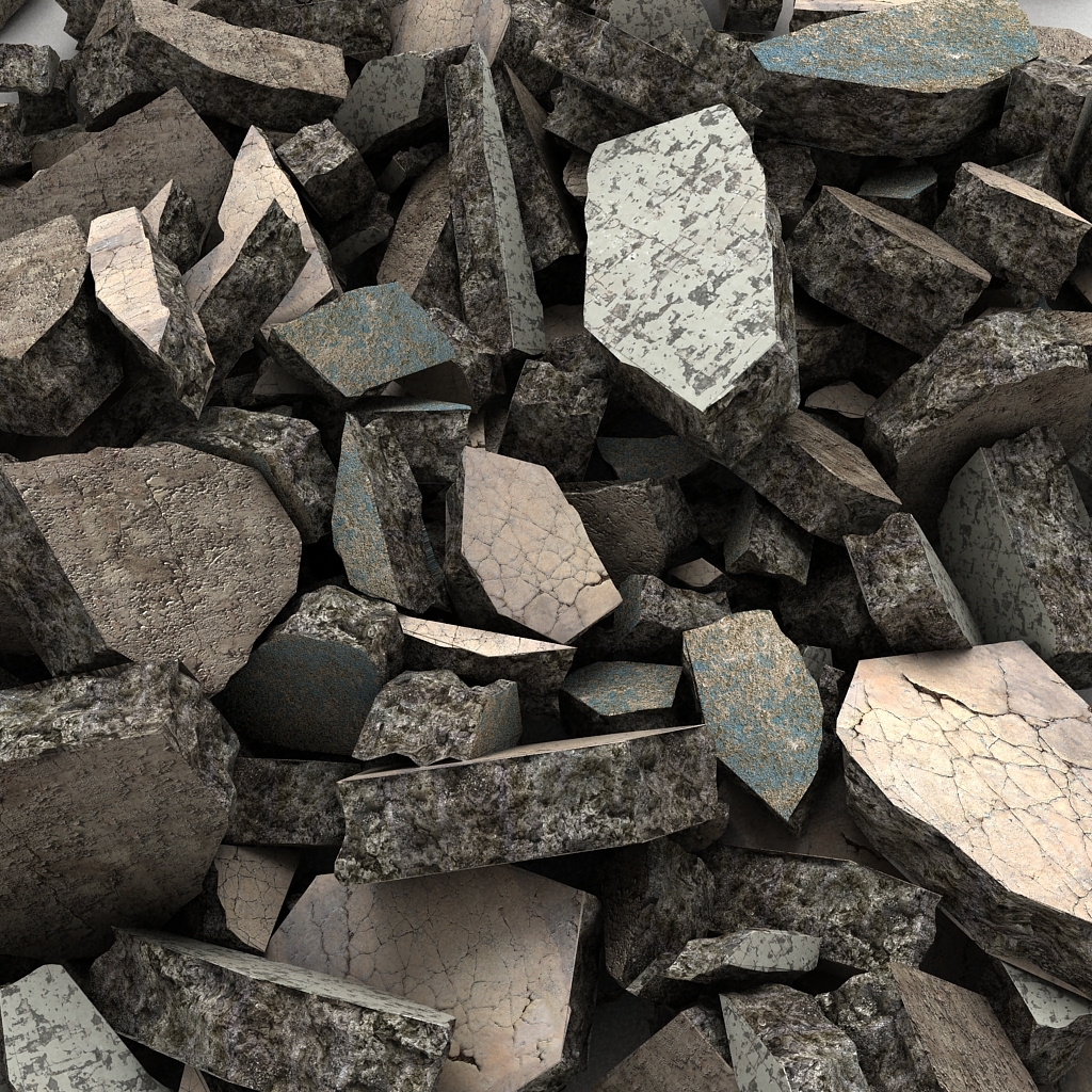 3d debris stone rock
