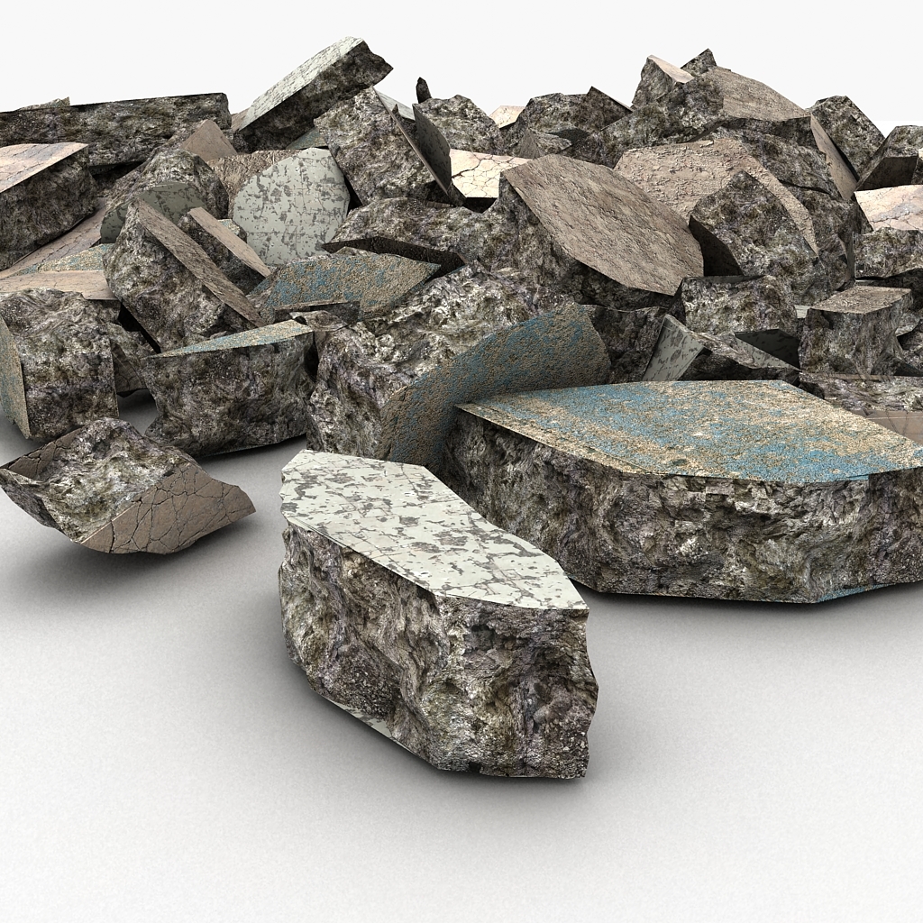 3d debris stone rock