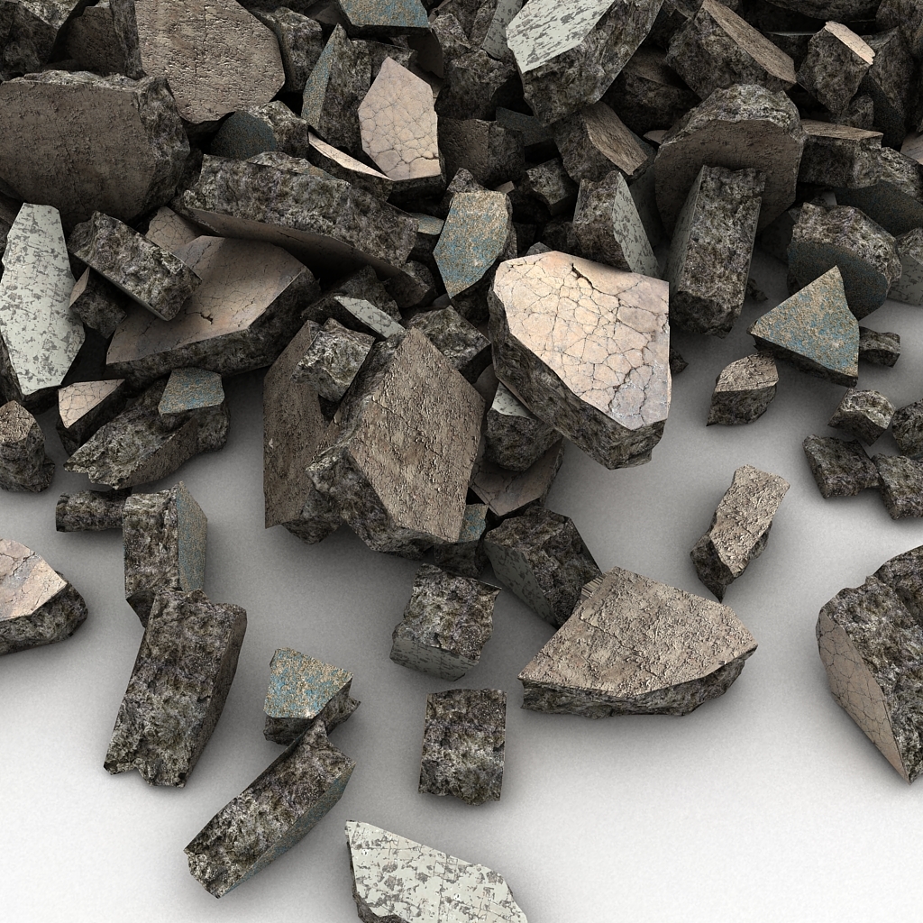 3d debris stone rock