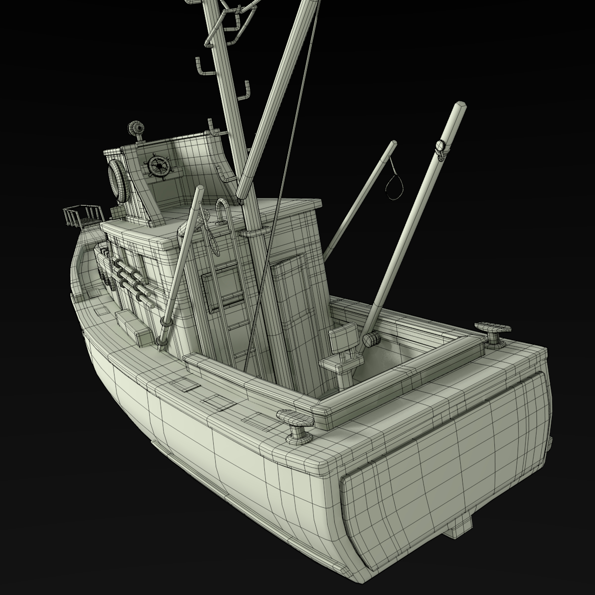 wooden fishing boat 3d 3ds