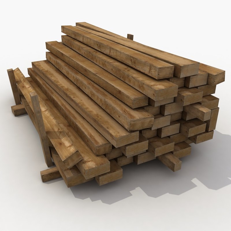 3d wooden wood beam model