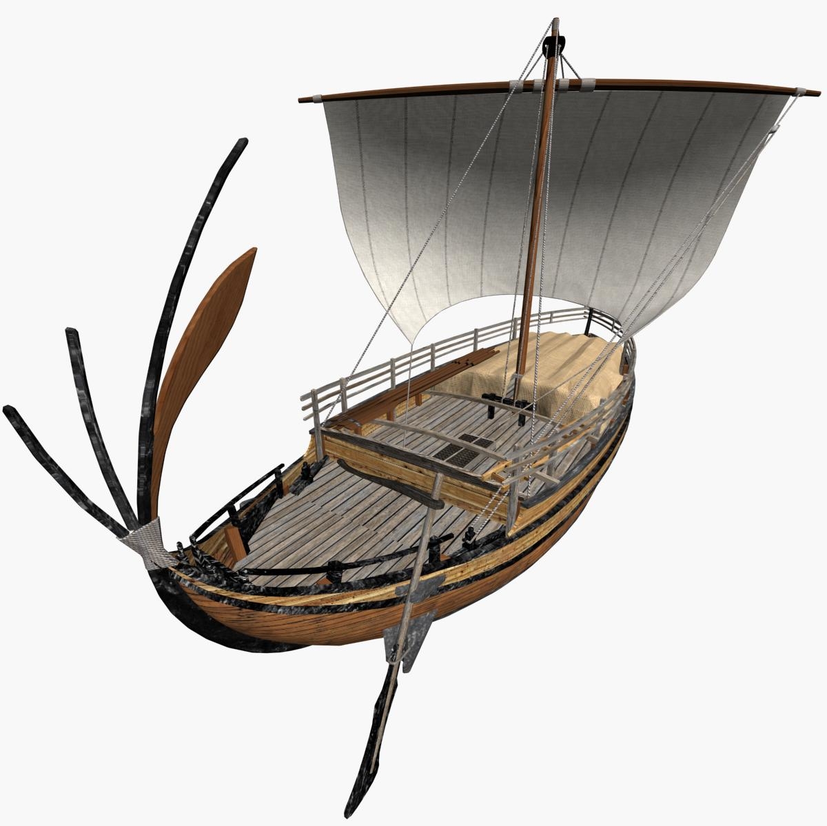 3d model of ancient greek freight ship hull
