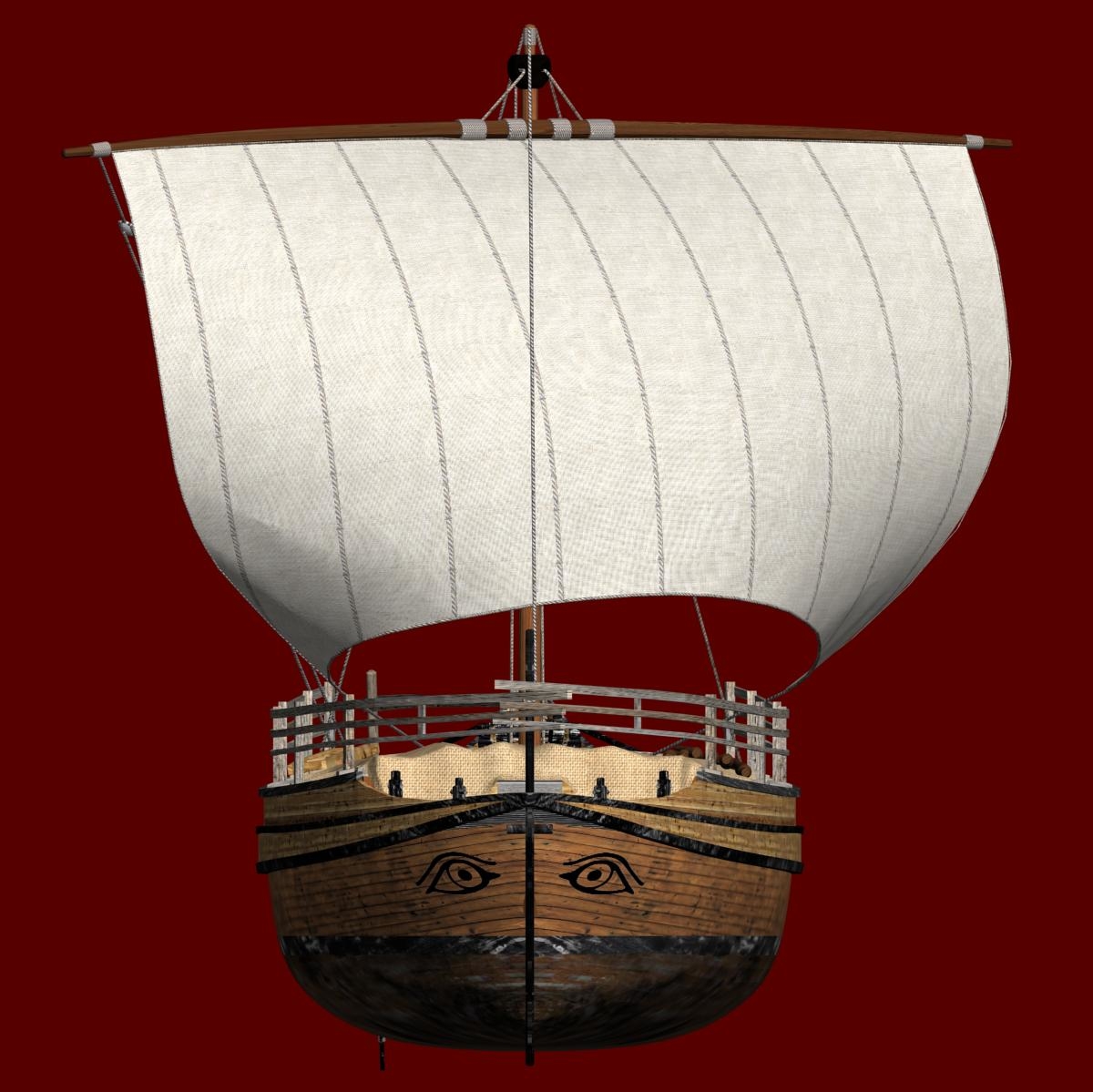 3d model of ancient greek freight ship hull