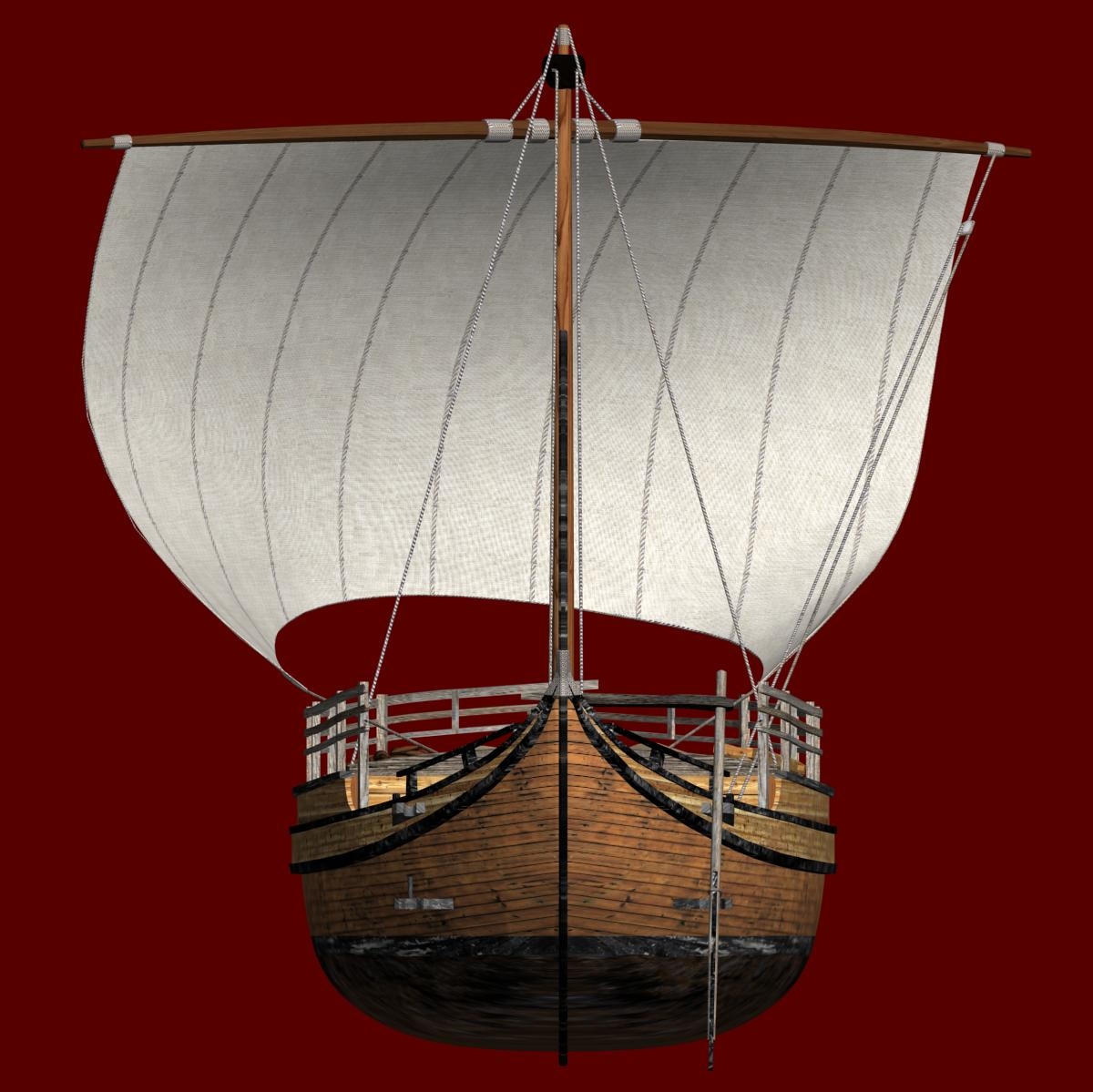 3d model of ancient greek freight ship hull