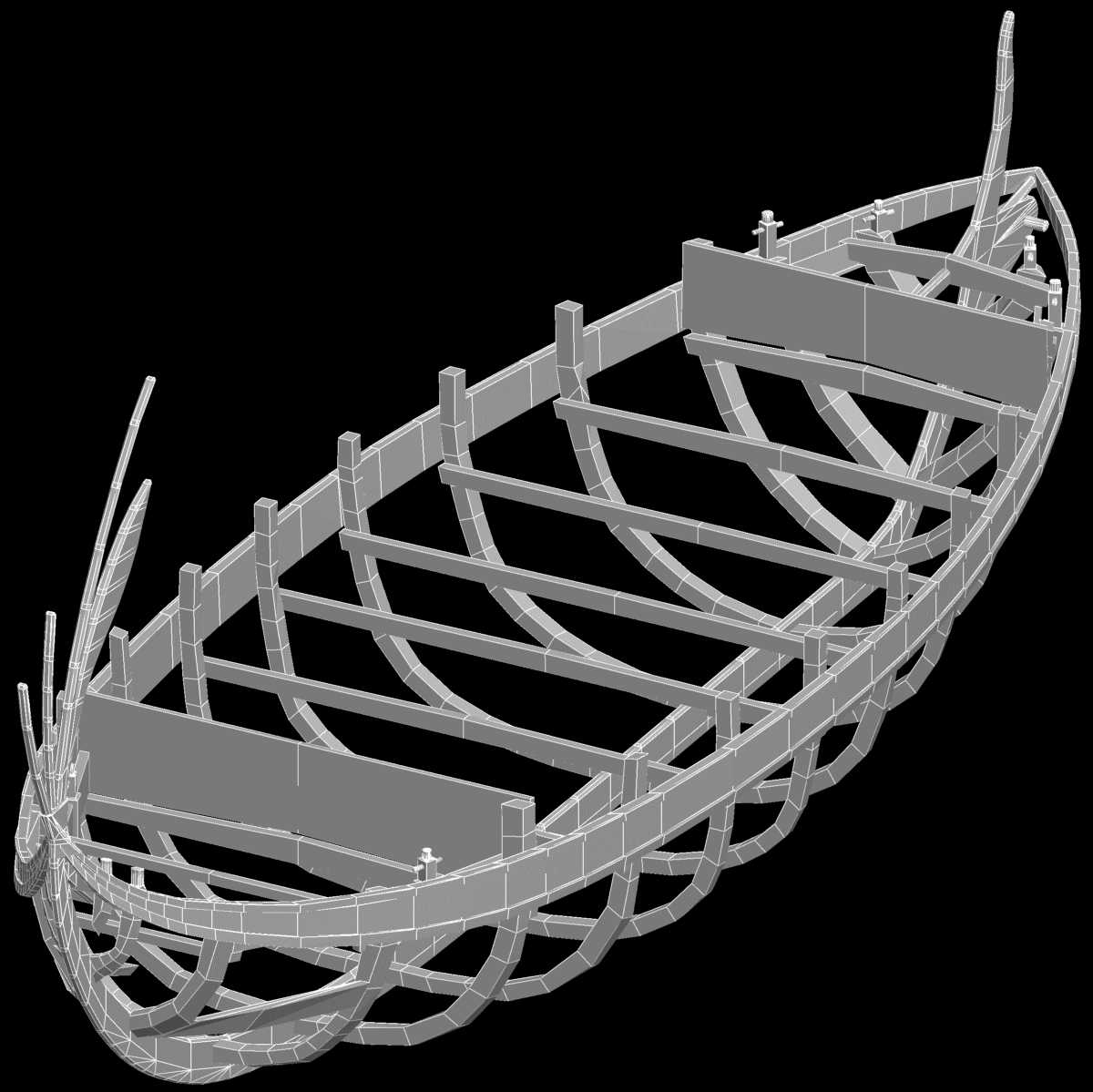 3d model of ancient greek freight ship hull