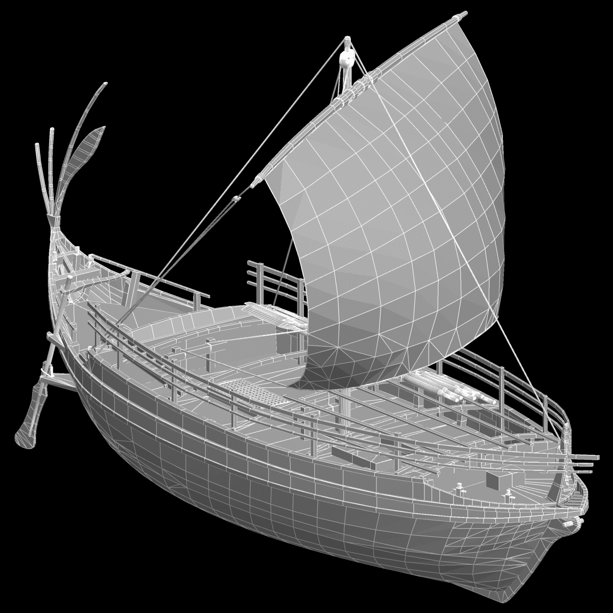 3d model of ancient greek freight ship hull