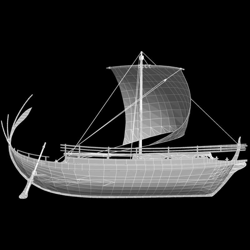 3d model of ancient greek freight ship hull
