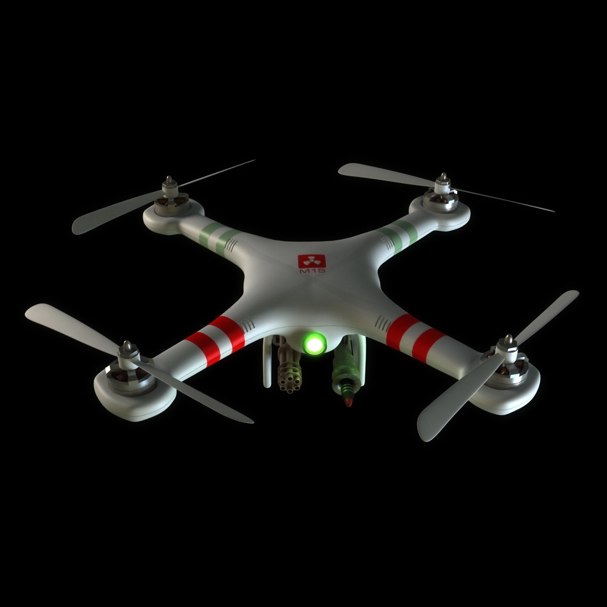 3d model quadcopter guns propellers