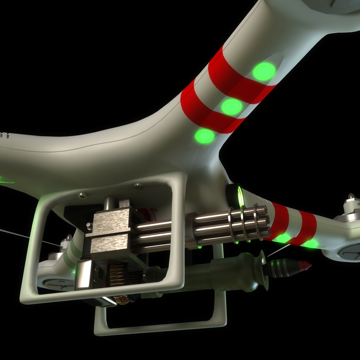 3d model quadcopter guns propellers