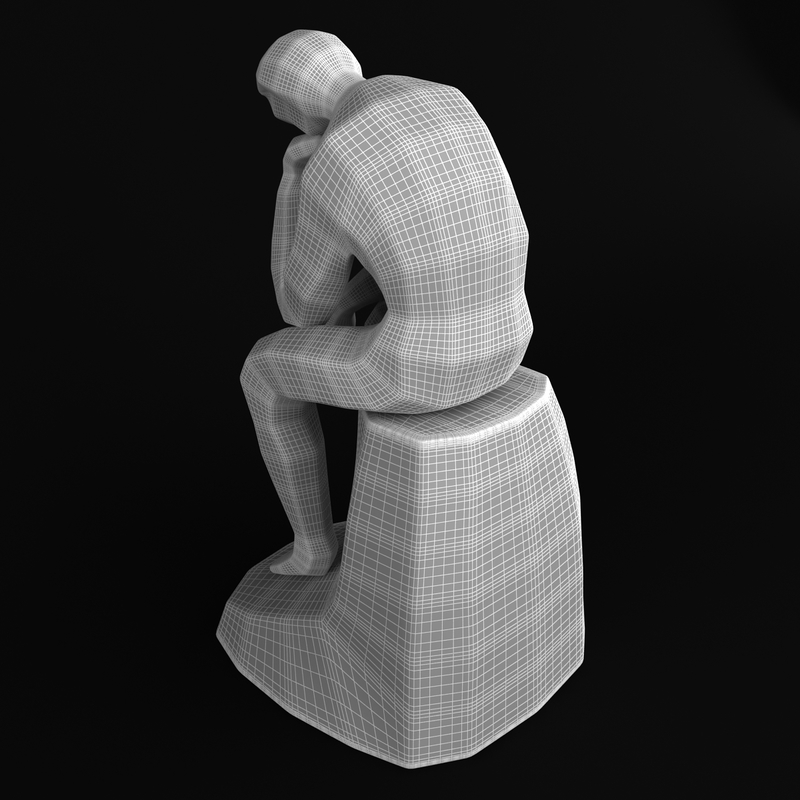 3d thinking man sculpture