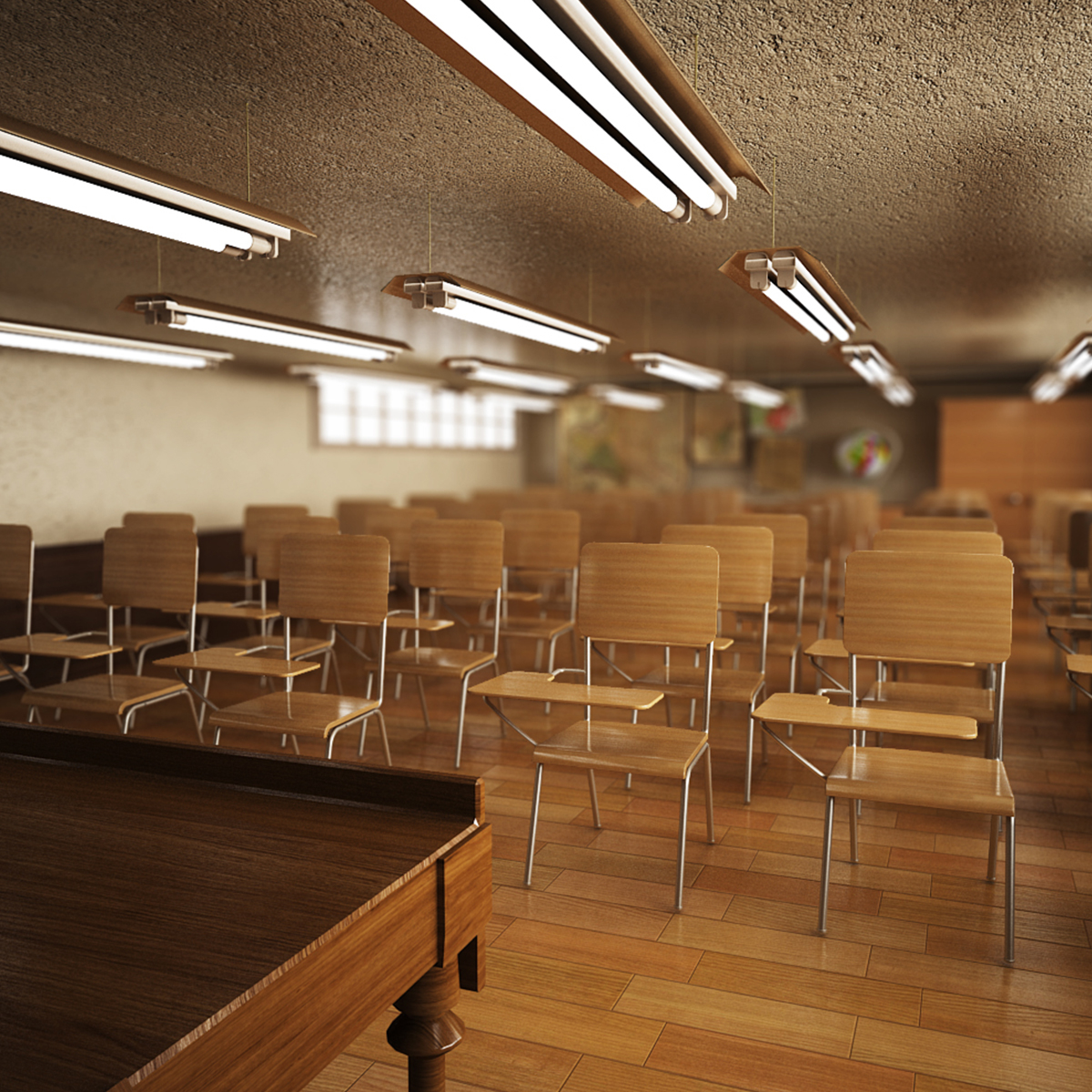 classroom scene 3d max