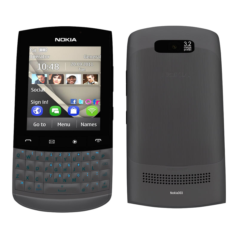 nokia asha 303 silver 3d model