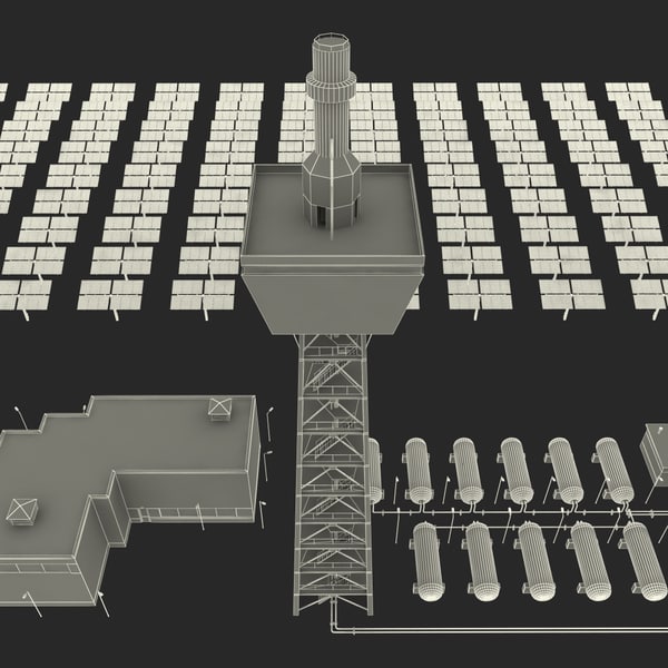 solar tower mojave desert 3d model