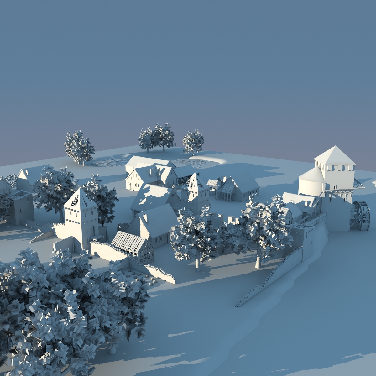 medieval village 3d model