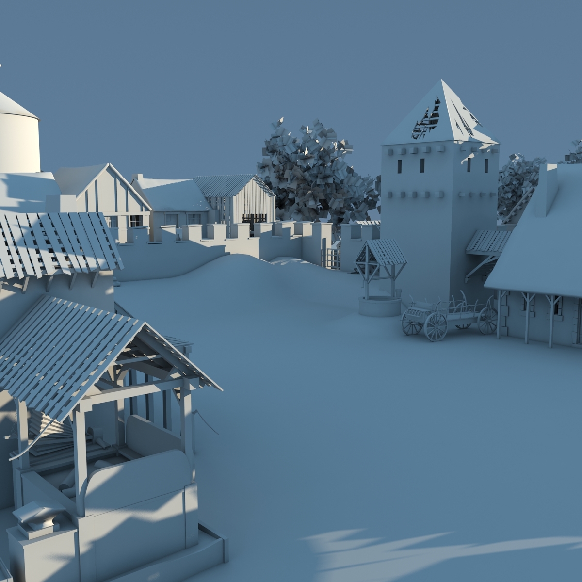 medieval village 3d model