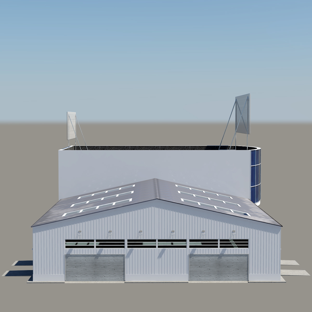 hangar warehouse contains 3d model