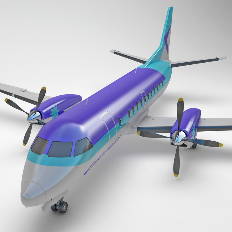 3d model passenger aircraft saab 340