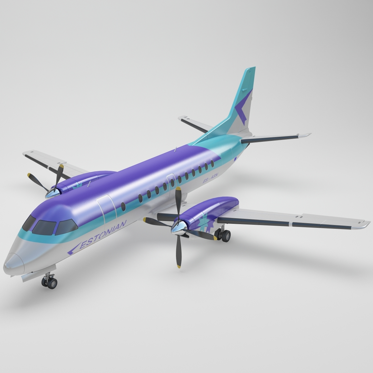 3d model passenger aircraft saab 340