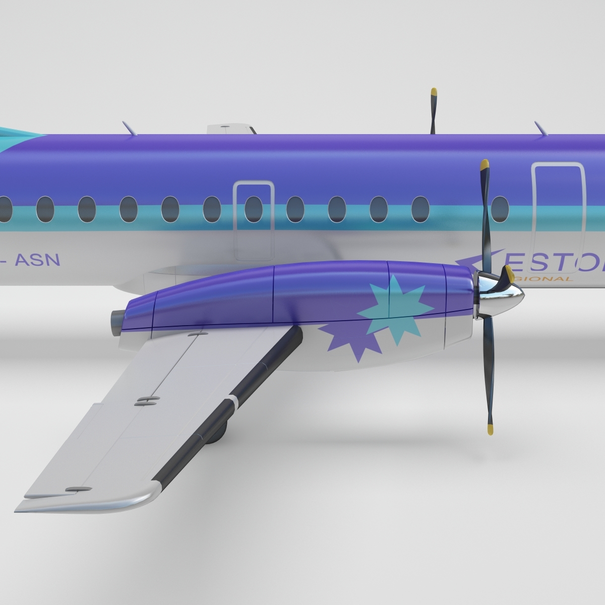 3d model passenger aircraft saab 340