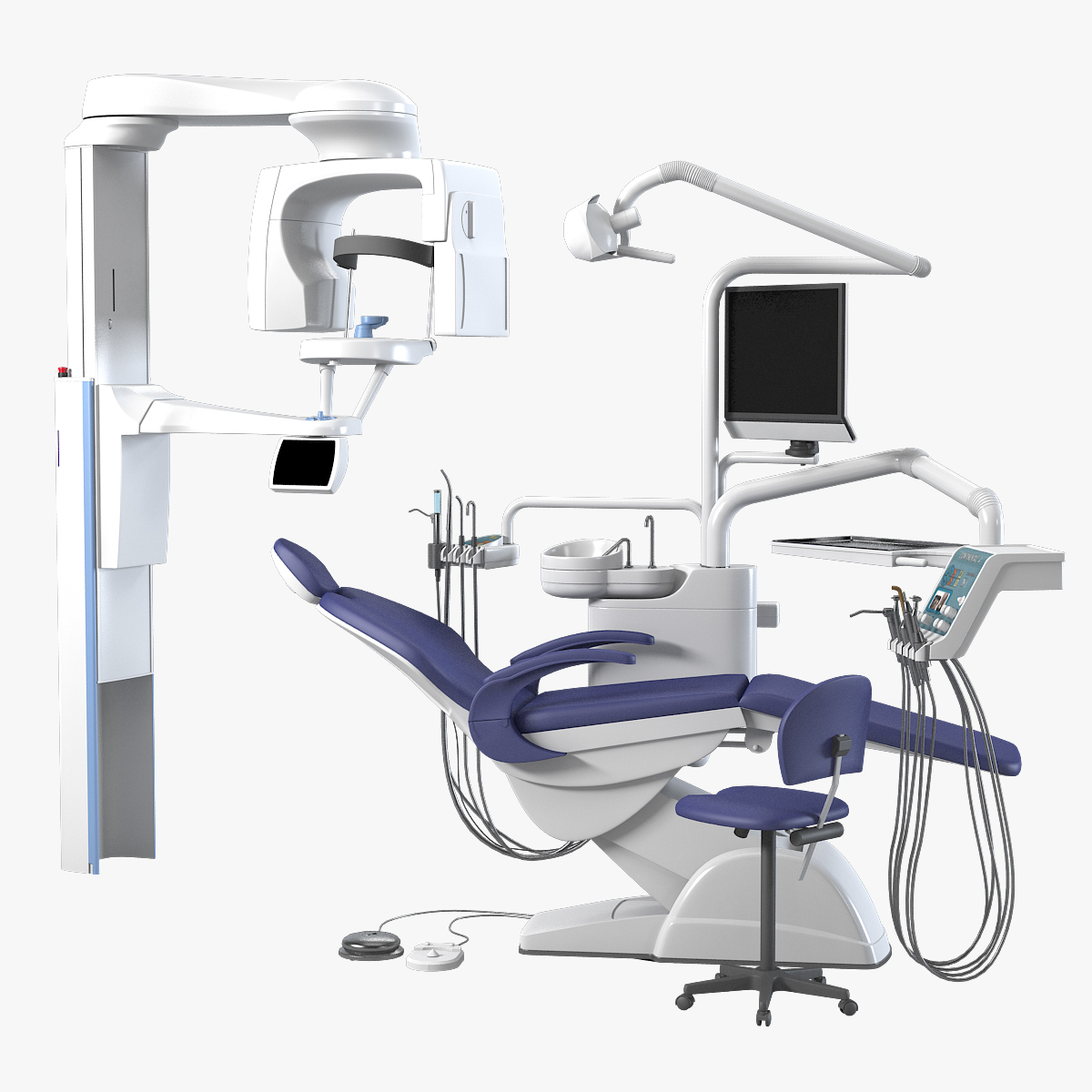 3d planmeca dental equipment set model
