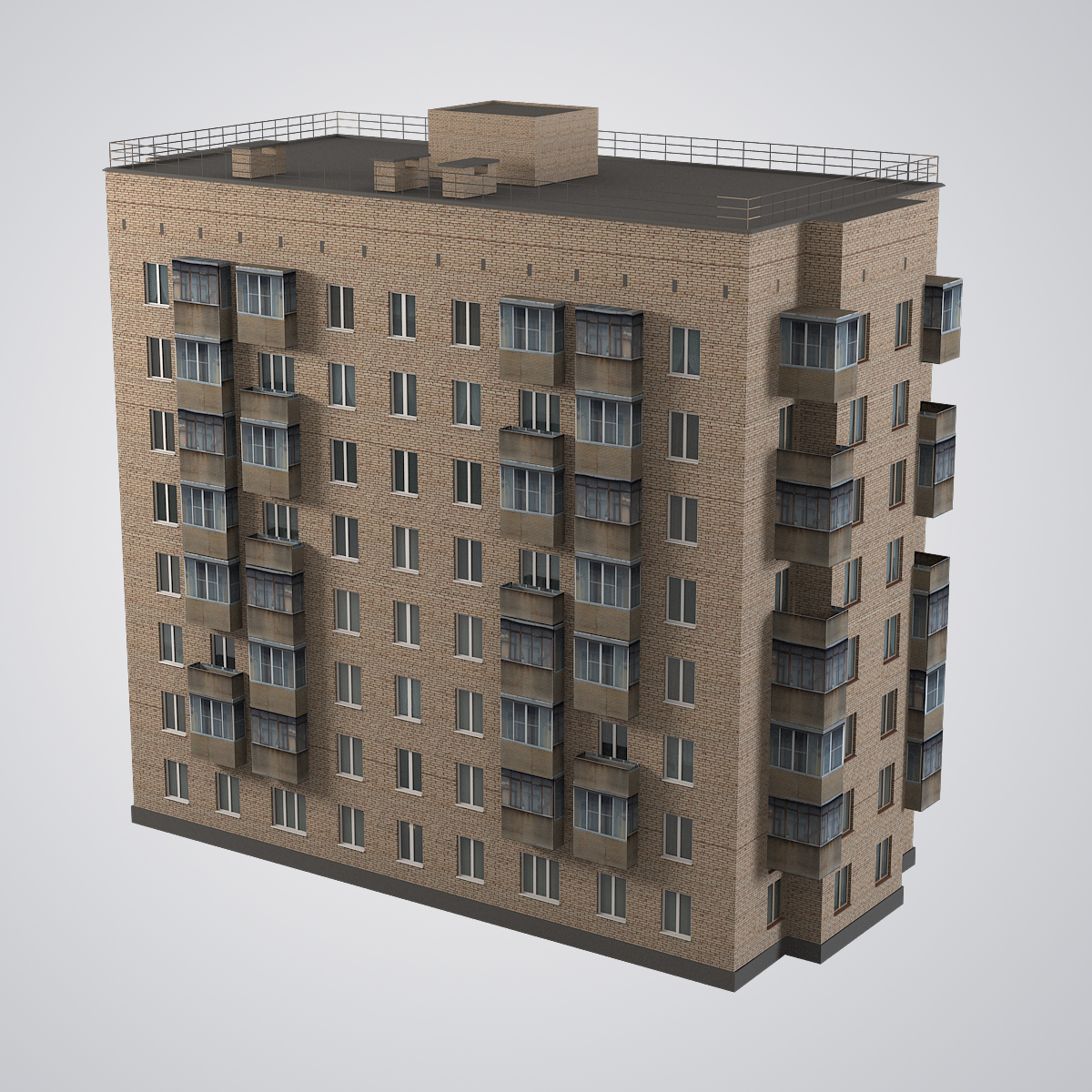 3d brick old civil building