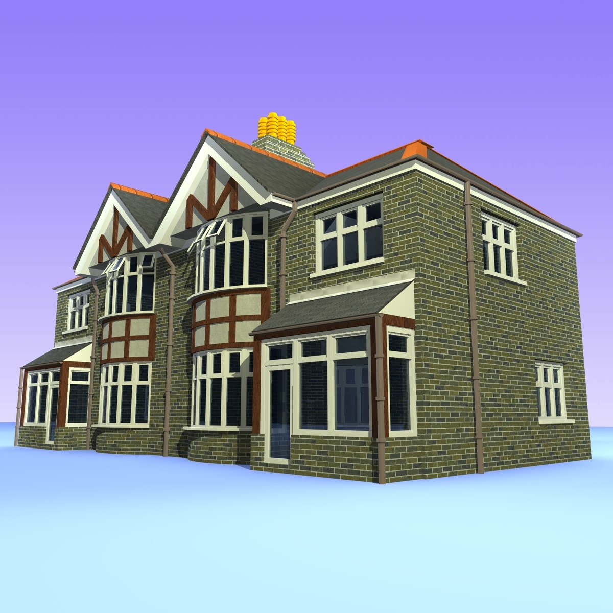 3d 2 british semi detached model