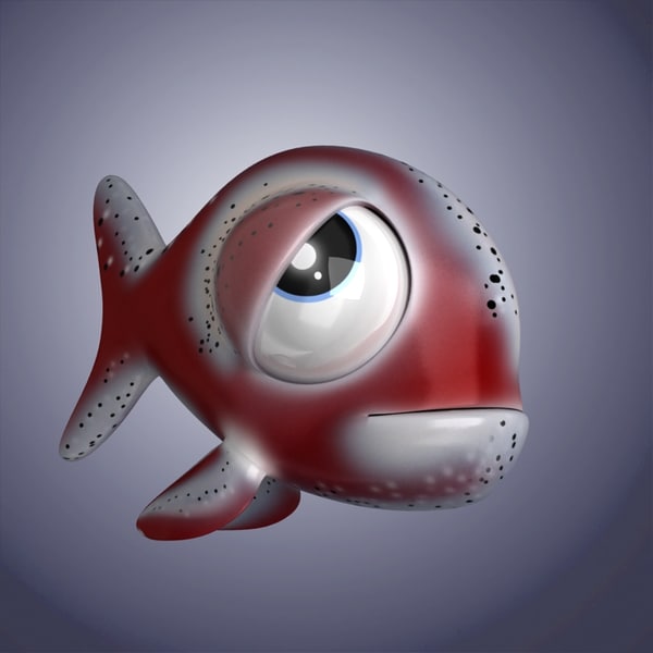 sad fish cartoon 3d model