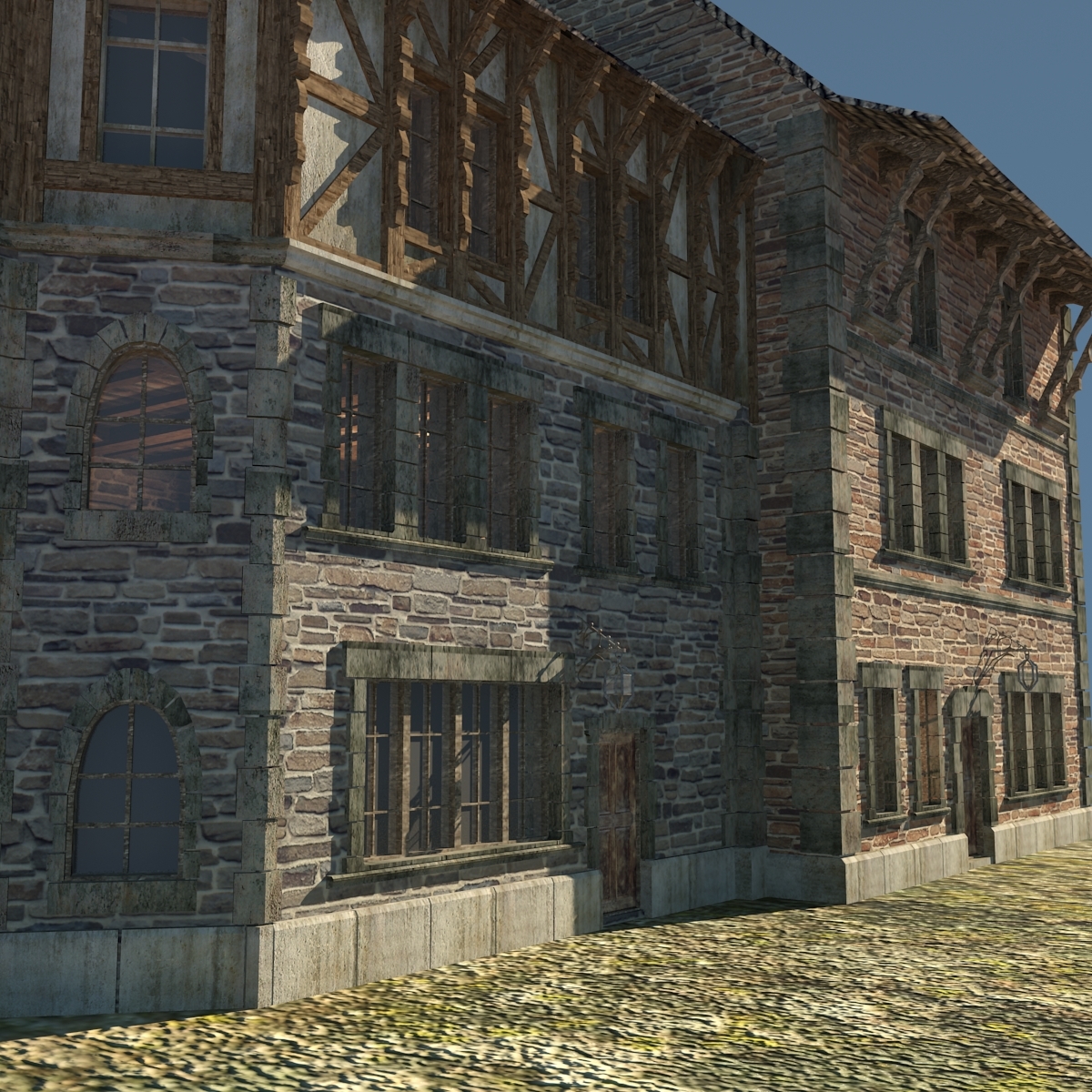 3d medieval city houses model