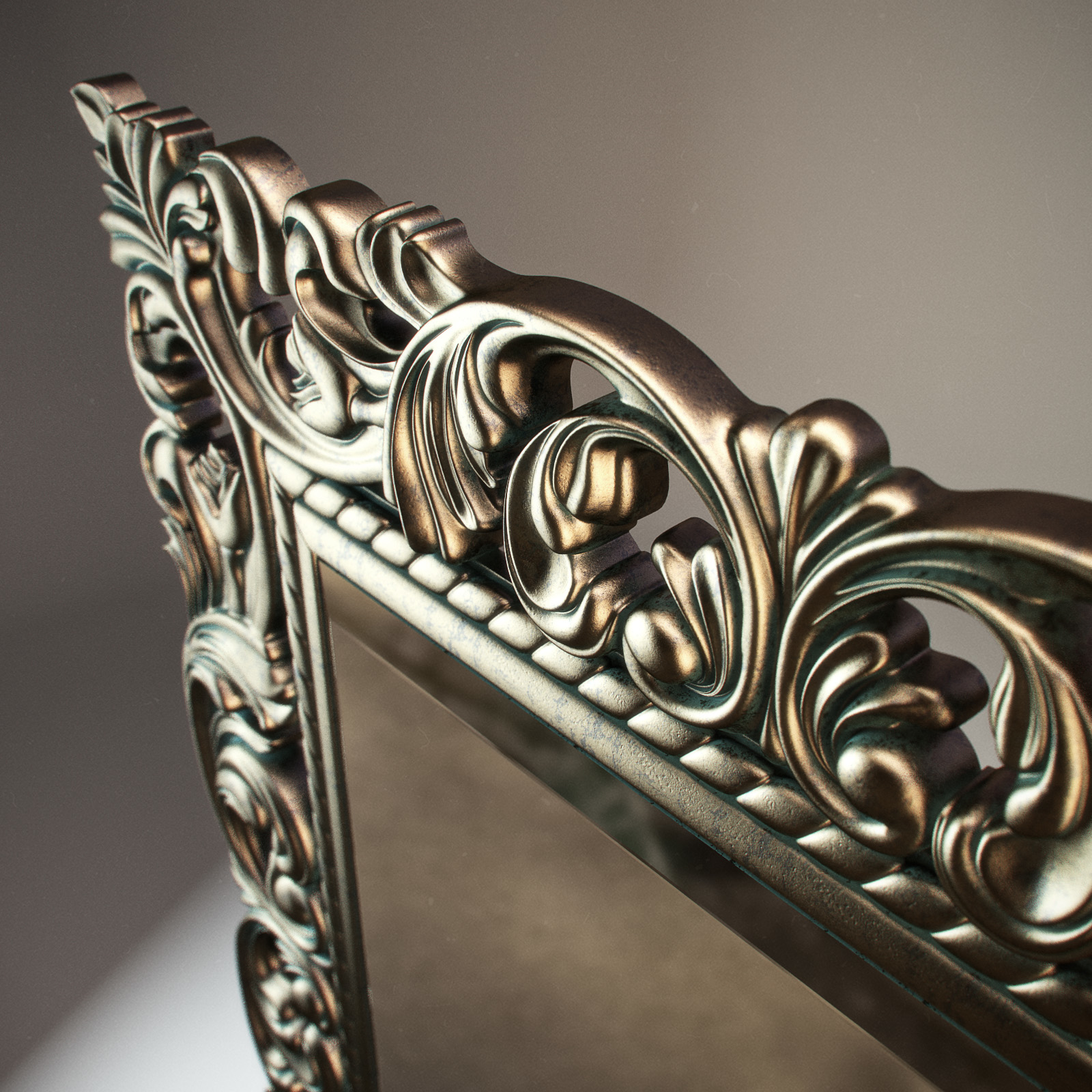 max carved mirror bronze patina