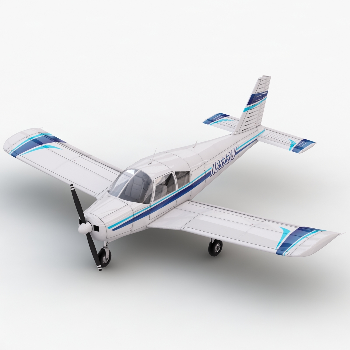 piper cherokee pa-28 plane 3d model