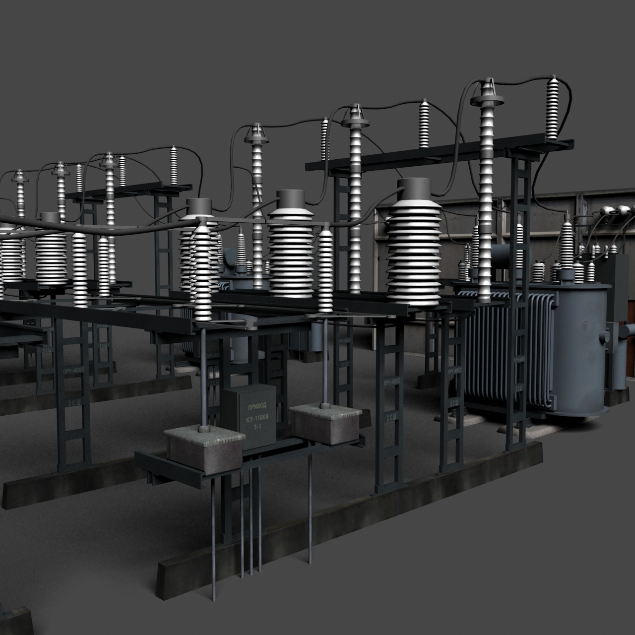 3d model of substation transformators