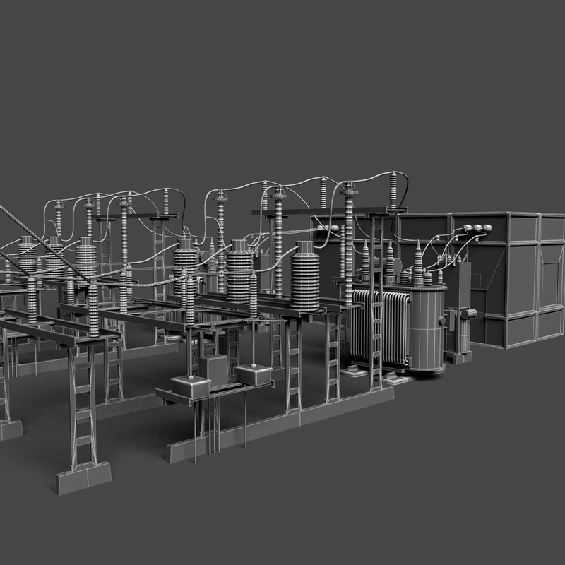 3d model of substation transformators