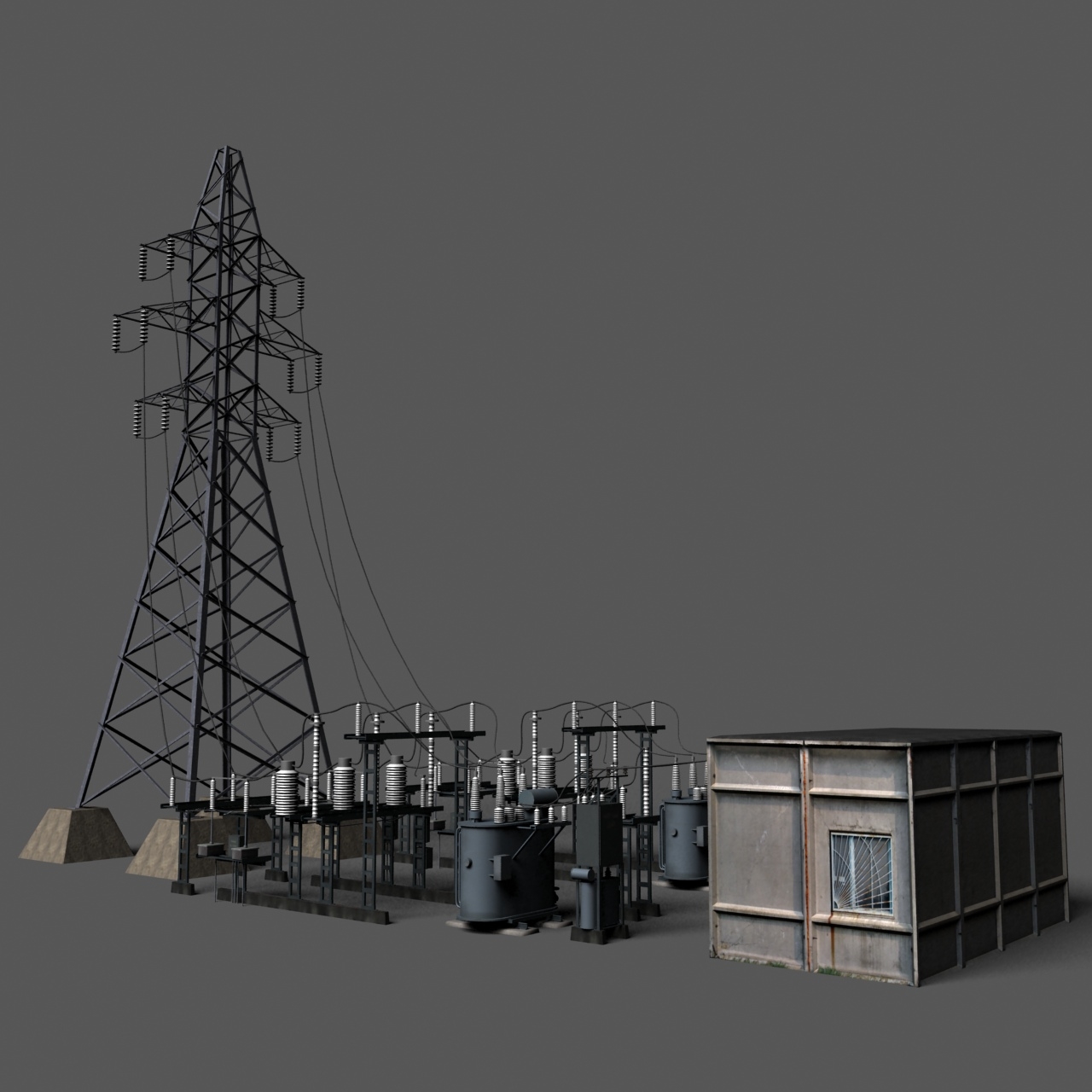 3d model of substation transformators