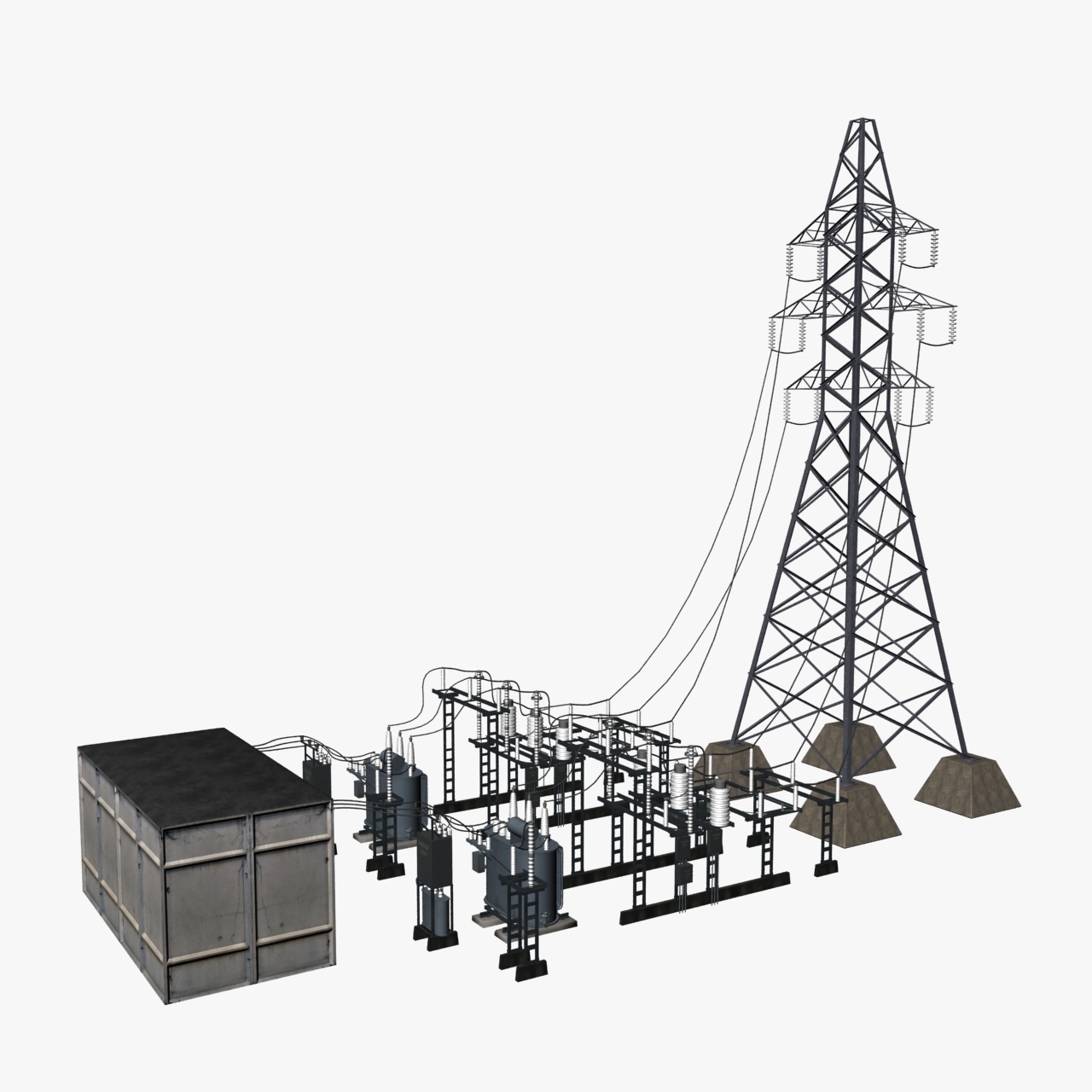 3d model of substation transformators