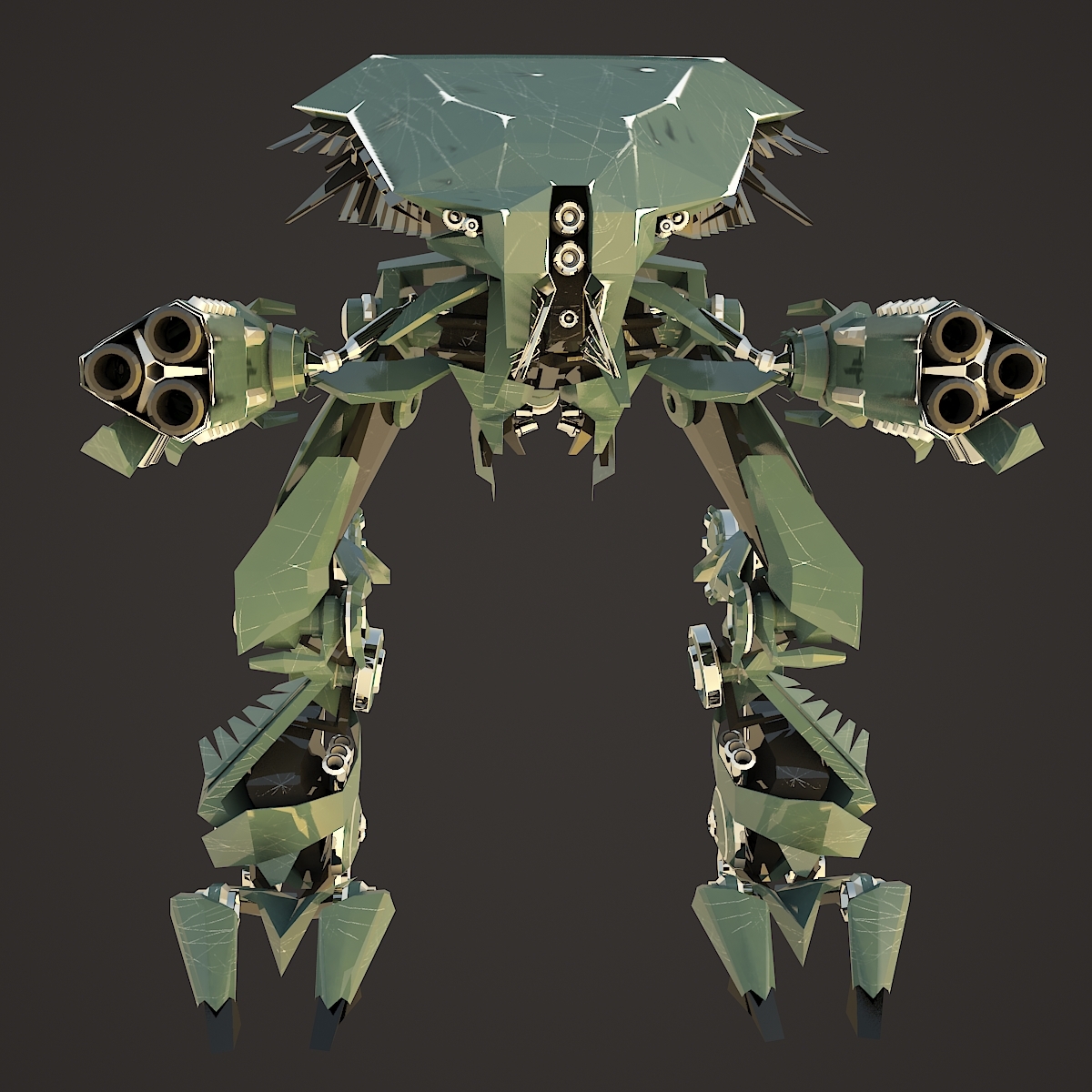 alien fighter robot rigged 3d model