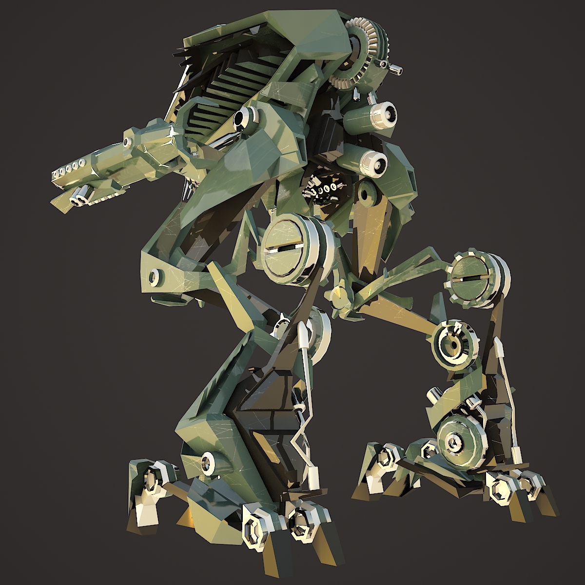 alien fighter robot rigged 3d model