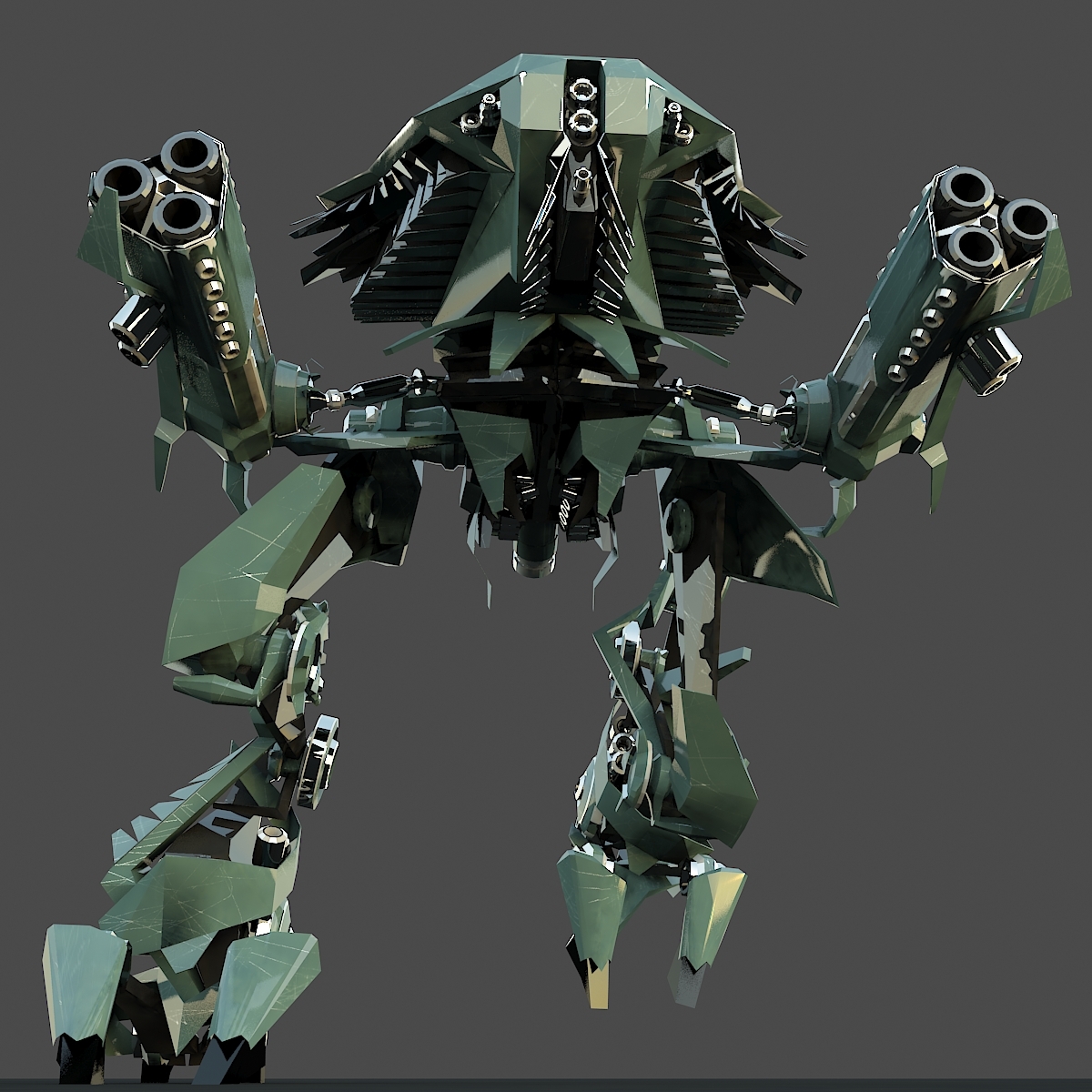 alien fighter robot rigged 3d model