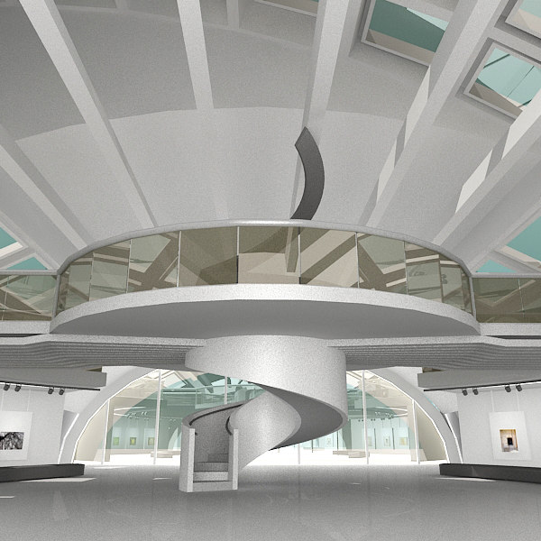 modern art gallery scene 3d 3ds