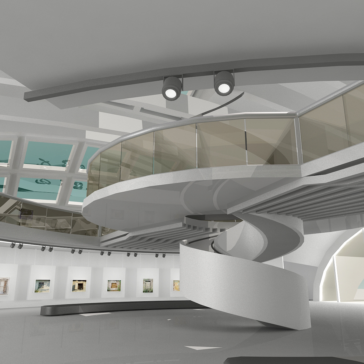 modern art gallery scene 3d 3ds