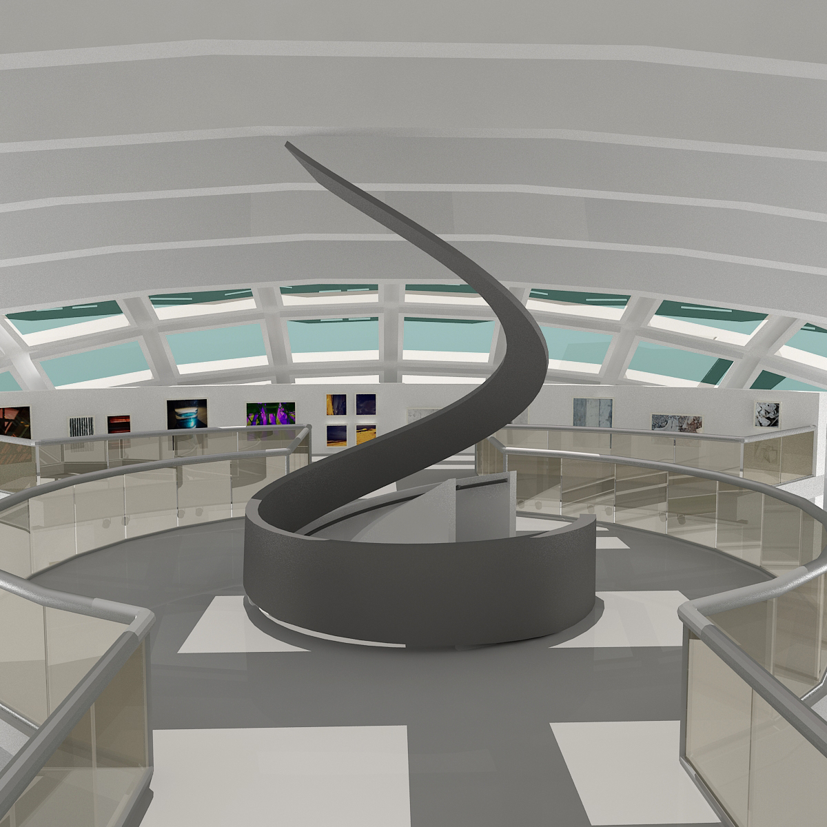 modern art gallery scene 3d 3ds