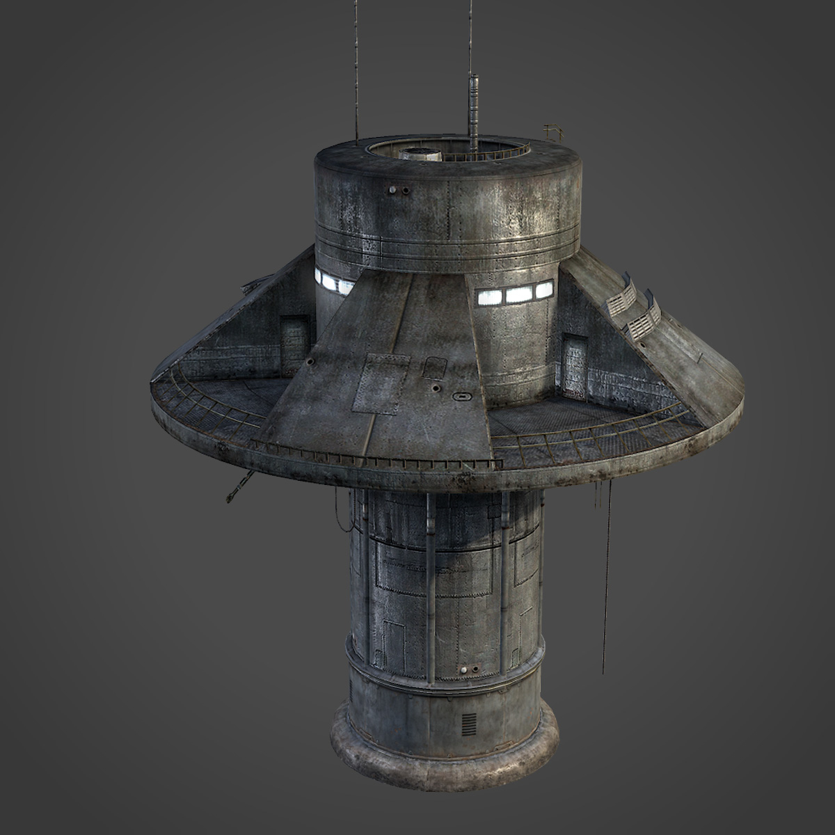 low-poly sci-fi tower 3d model